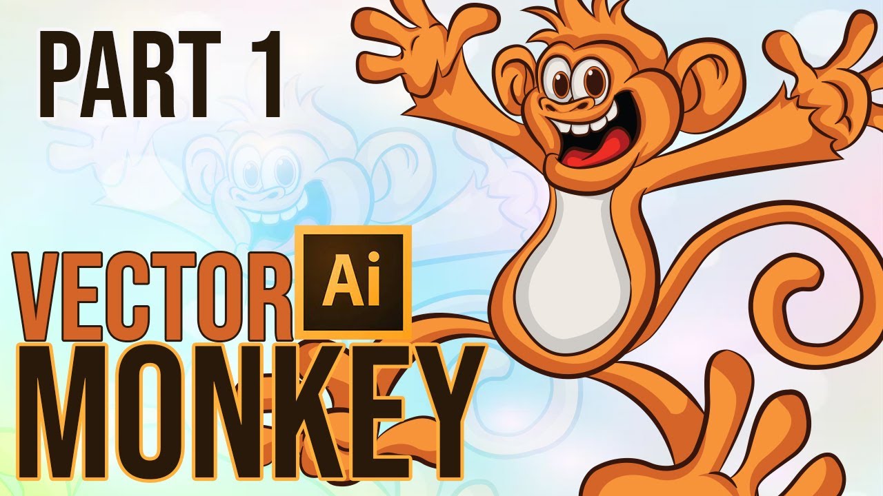 Adobe Illustrator Tutorial How To Draw Monkey Cheered Illustration