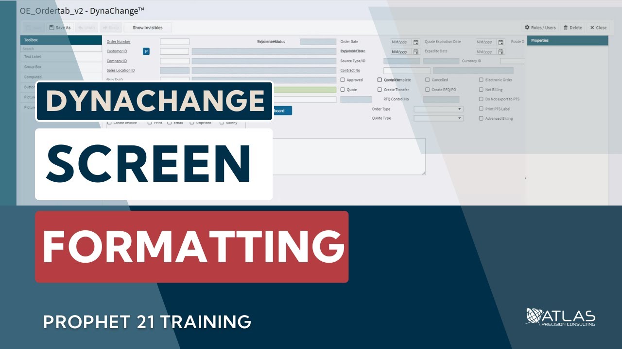 Prophet 21 Training Dynachange Screen Formatting Youtube