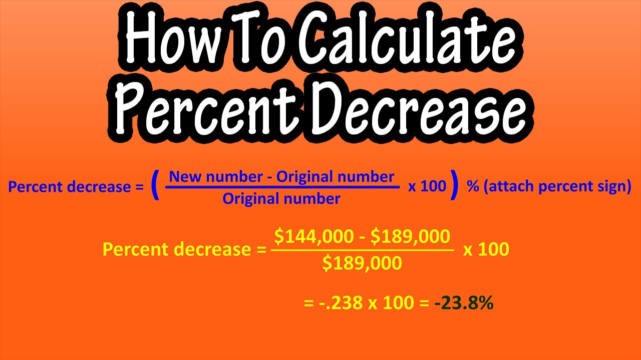 How To Calculate Percent Or Percentage Decrease Explained Formula For