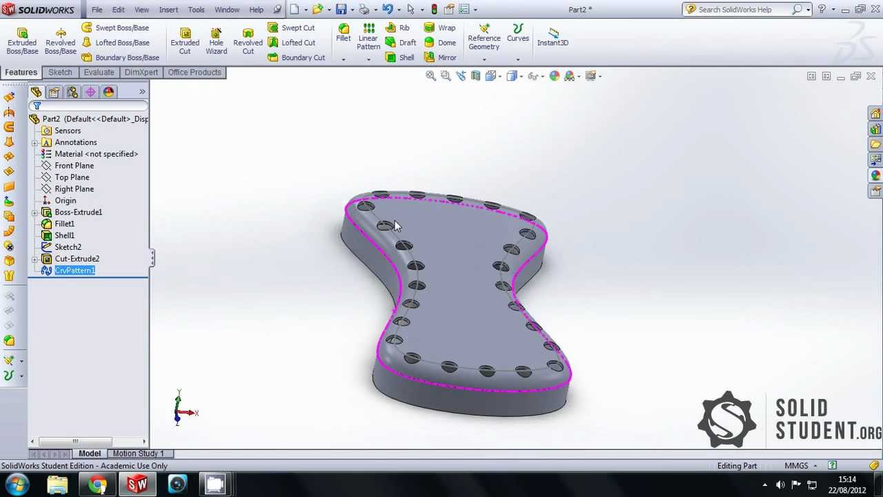 Solidworks Tutorial Curve Driven Pattern Youtube