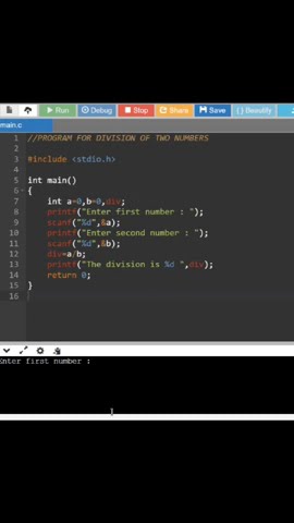 Division In C Programming Language Division C Programming Youtube