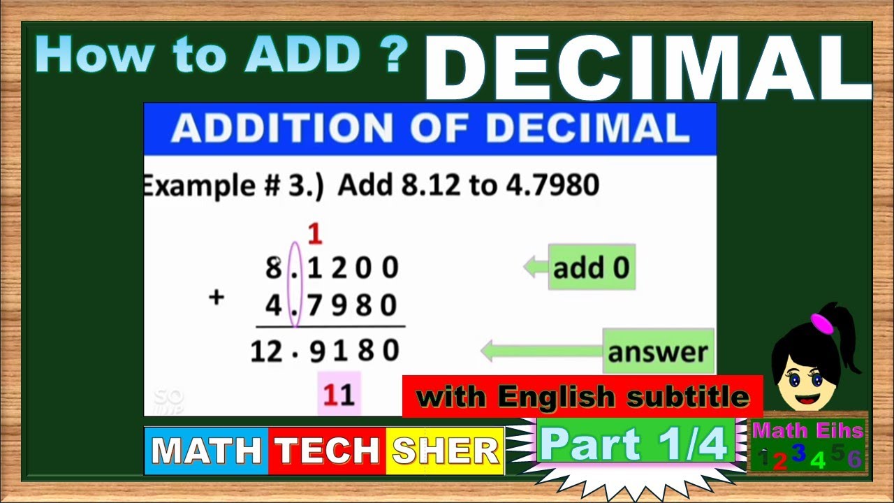 How To Add Decimals English Sub Youtube
