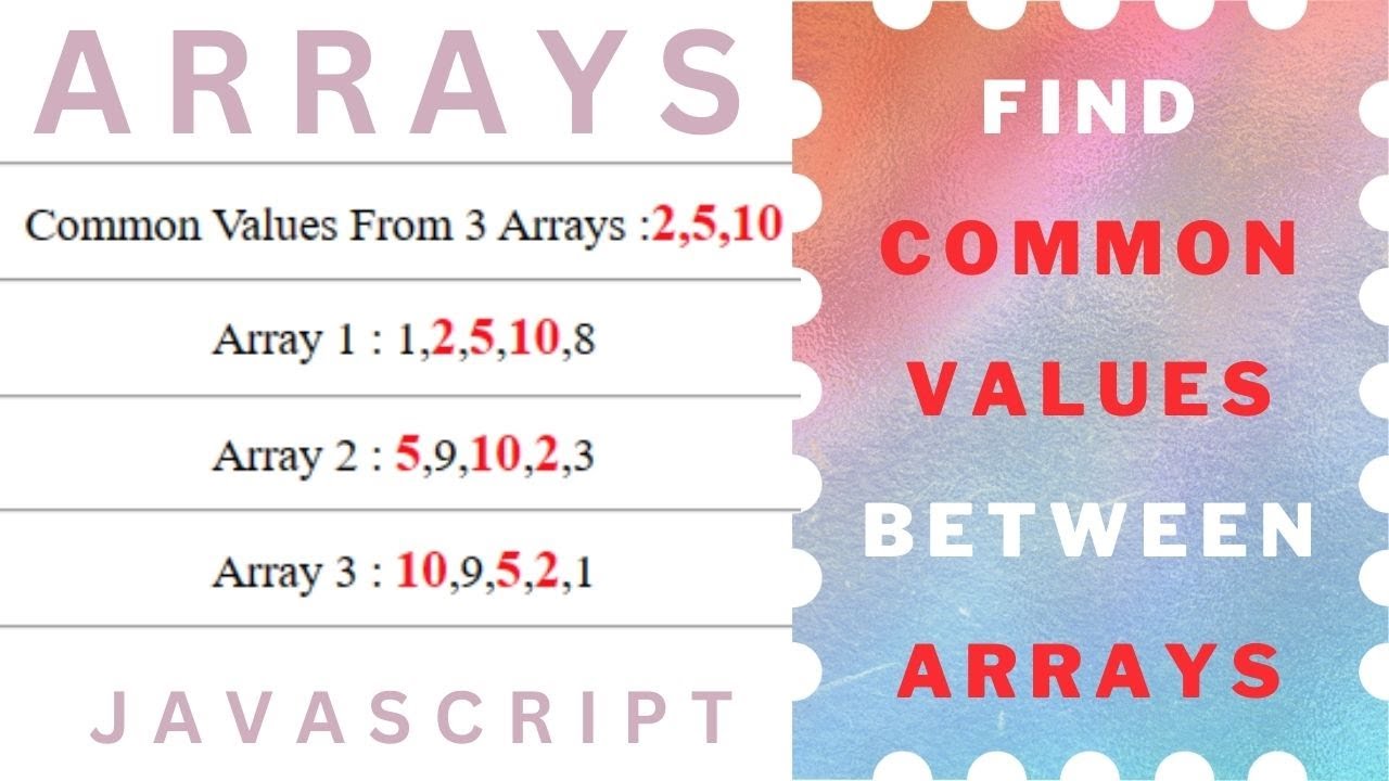 Array Common Intersection Javascript Two Arrays Elements Youtube