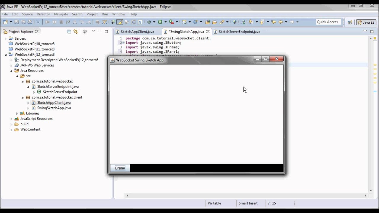 Websocket Java Swing Sketch App Tutorial Tomcat 8 Java 8 Youtube