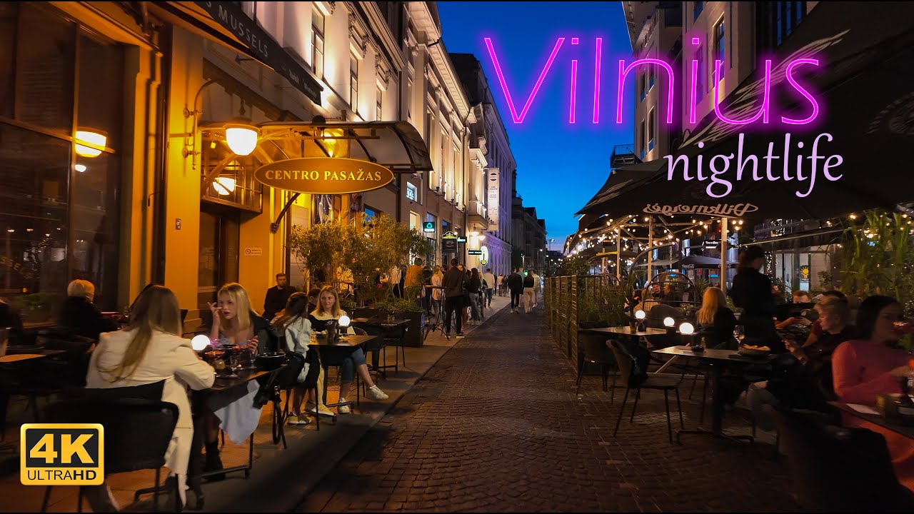 Night Walk In Vilnius Street 4k Youtube