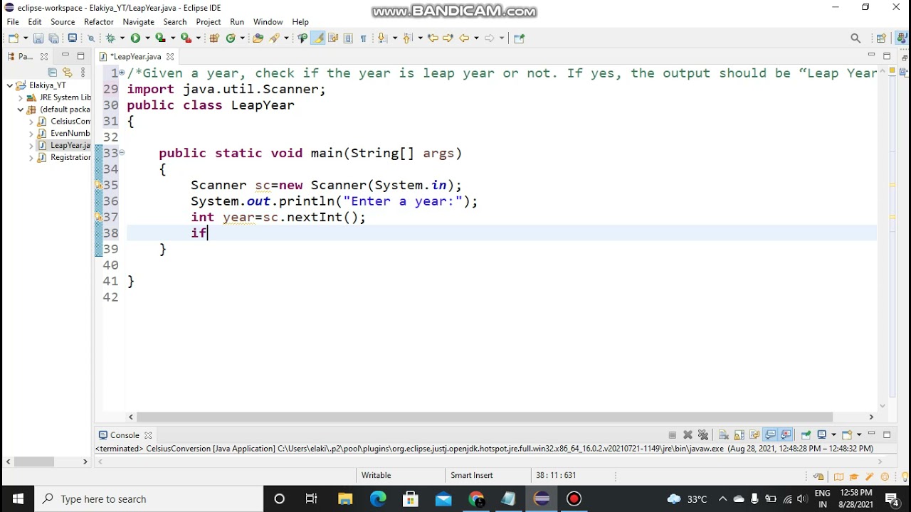 Practicing Java Leap Year Youtube
