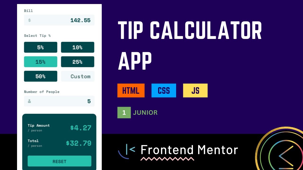 Tip Calculator App Frontend Mentor Html Css Javascript Youtube