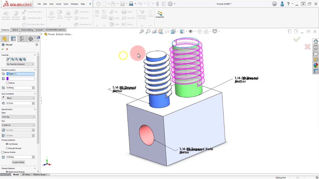 How To Make Threads In Solidworks 2020 At Bianca Mulquin Blog