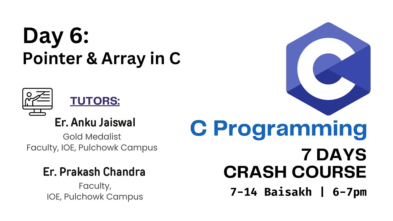 Day 6 Pointers And Array In C Youtube