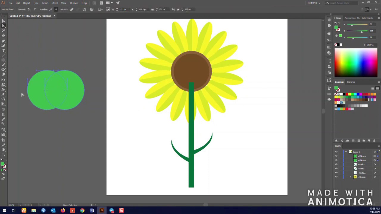Flat Design Sunflower 2d Illustrator Cc Tutorial Youtube