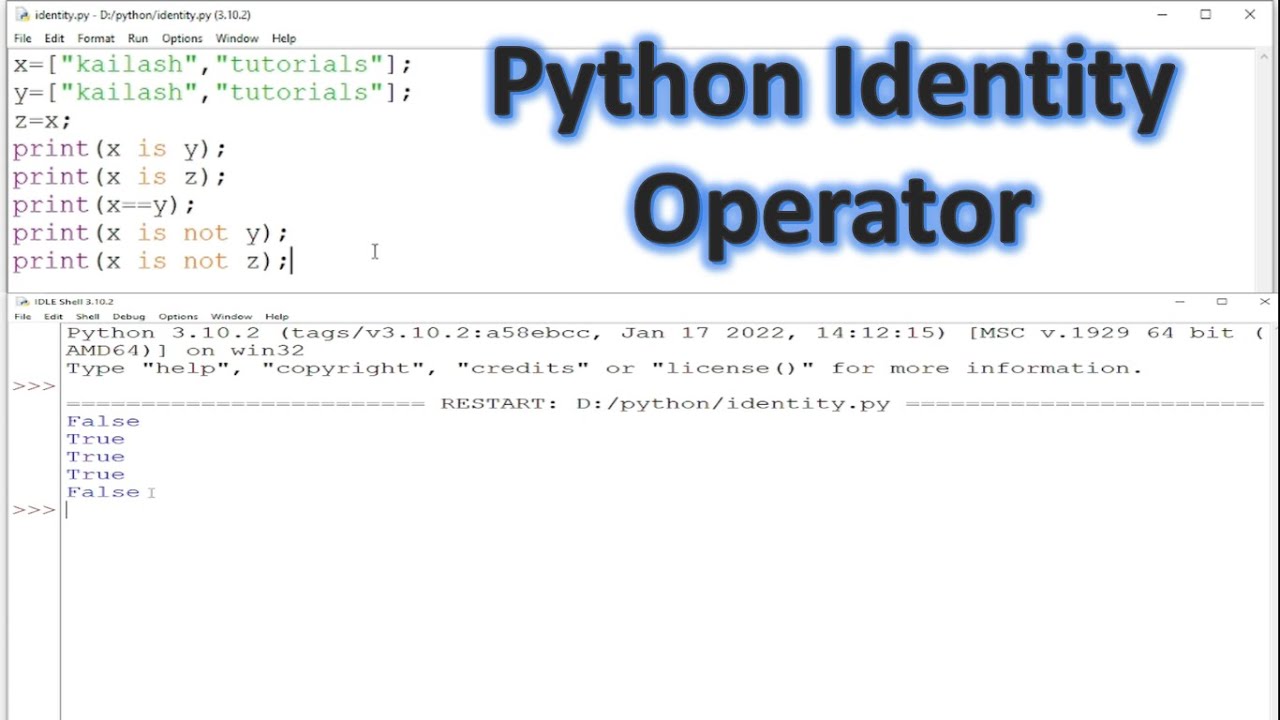 Python Identity Operators Identity Operator In Python Python