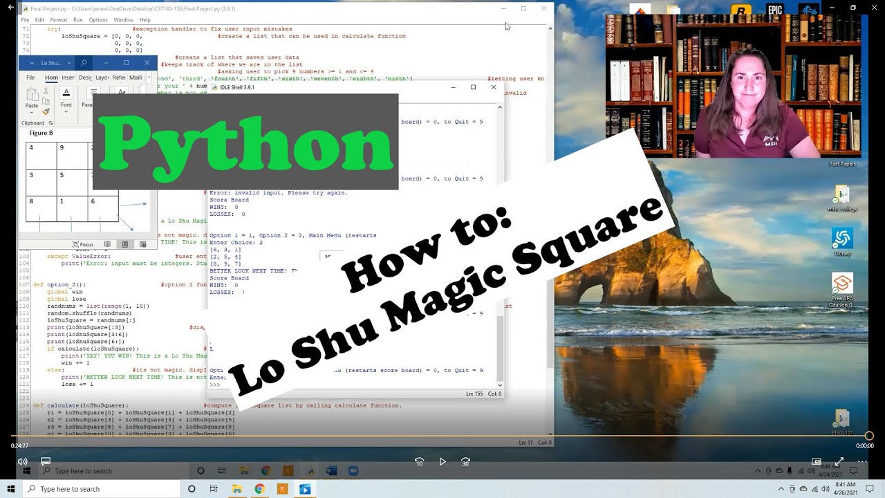 Python Lo Shu Magic Square Youtube