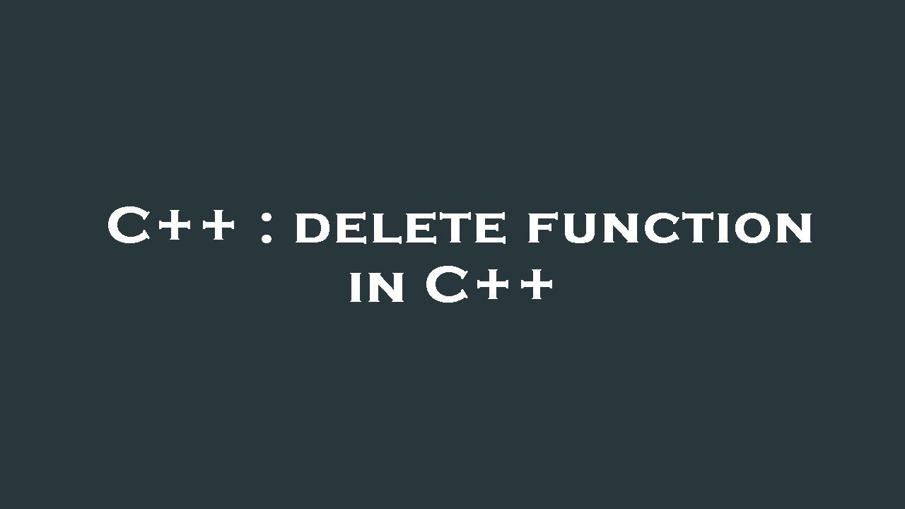 C Delete Function In C Youtube