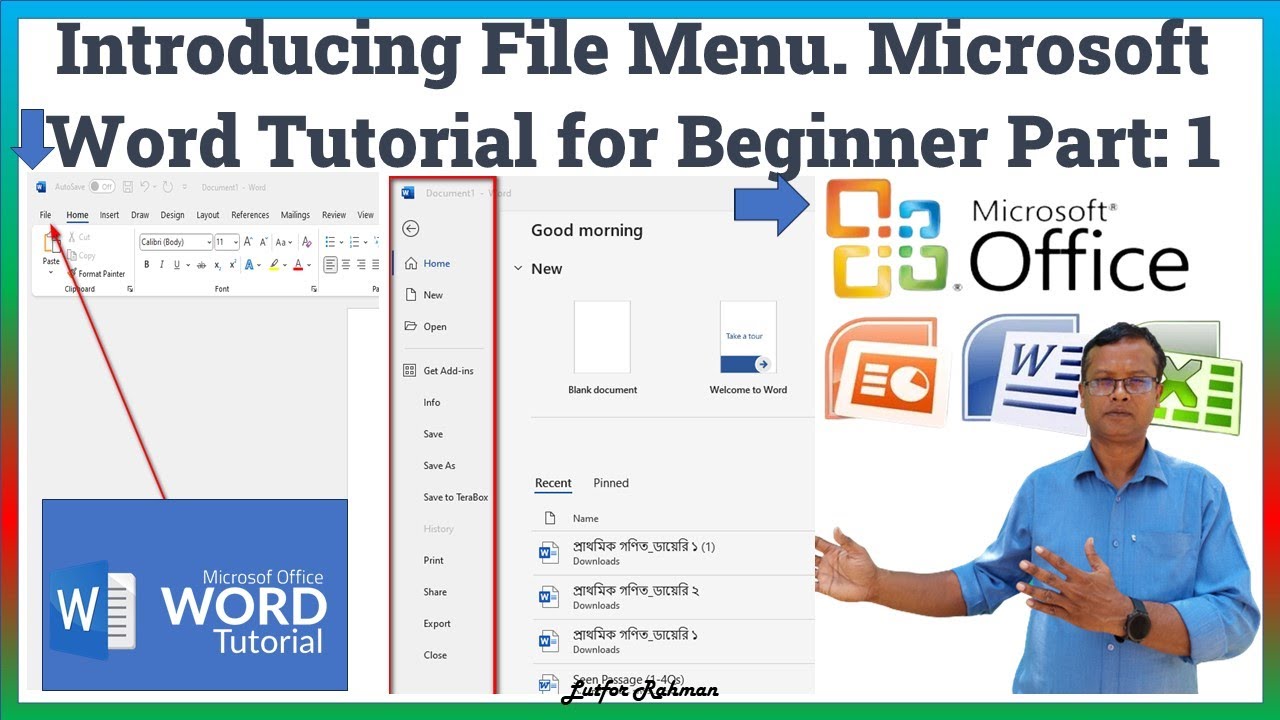 Introducing File Menu Microsoft Word Tutorial For Beginner Part 1 Youtube