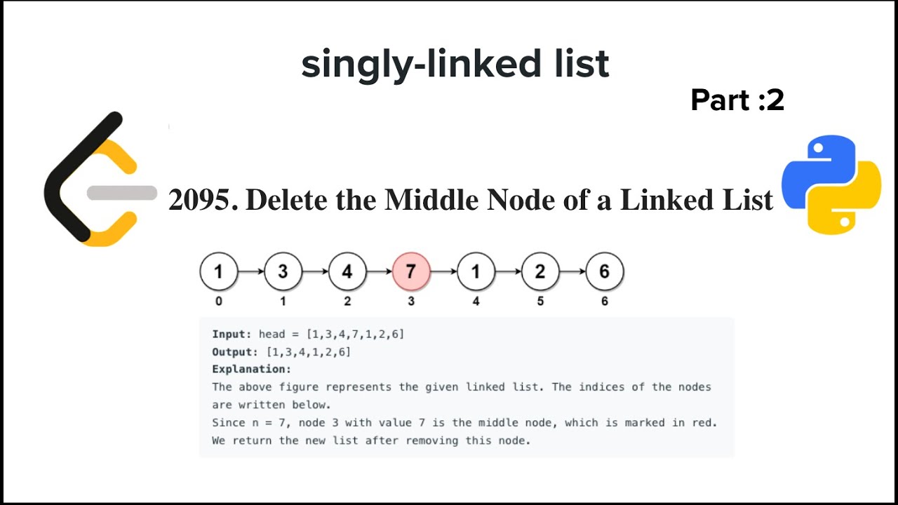 Delete Middle Node Linked List Leetcode Data Structure Python