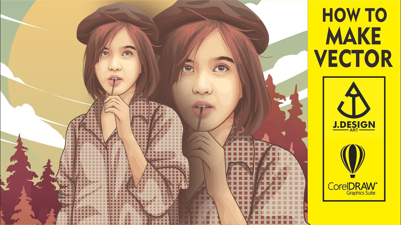 Vector Art Beautiful Girl Character Using Corel Draw Speedart Youtube