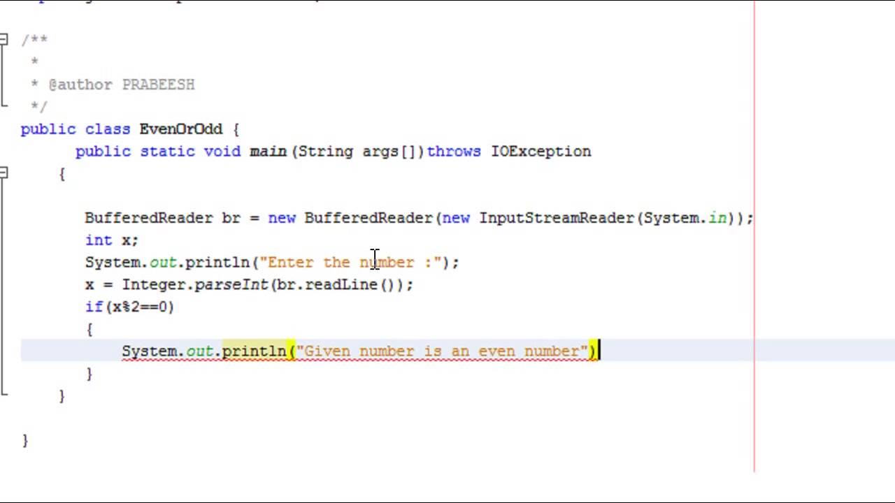 Java Programming Examples 5 Even Number Program In Java Youtube