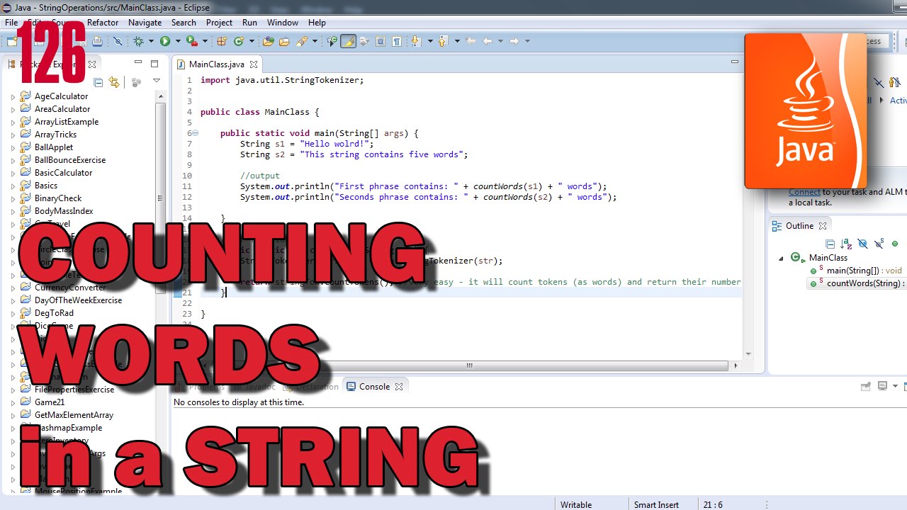 Java Counting Words In A String With Stringtokenizer Youtube