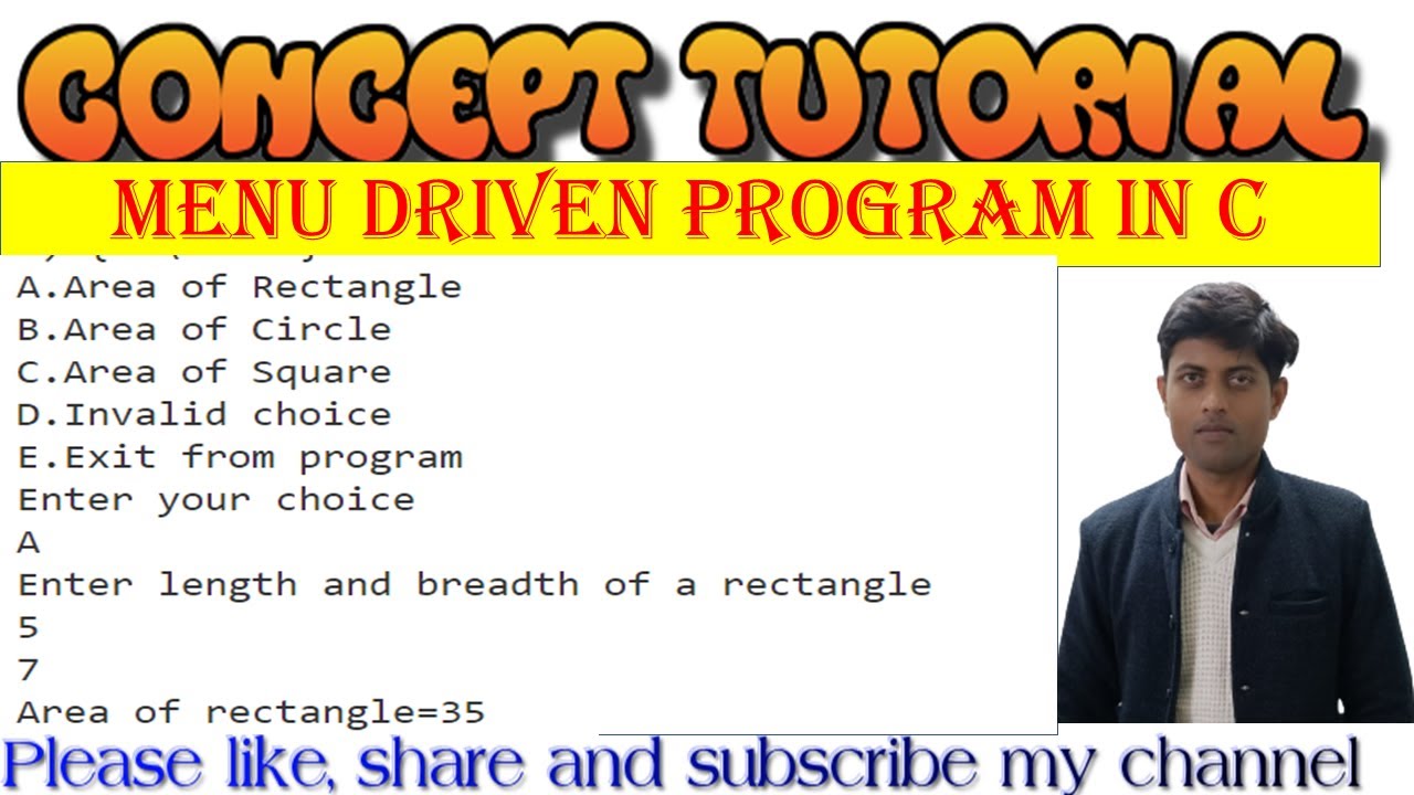 Menu Driven Program In C Menu Driven Program In C Language Menu