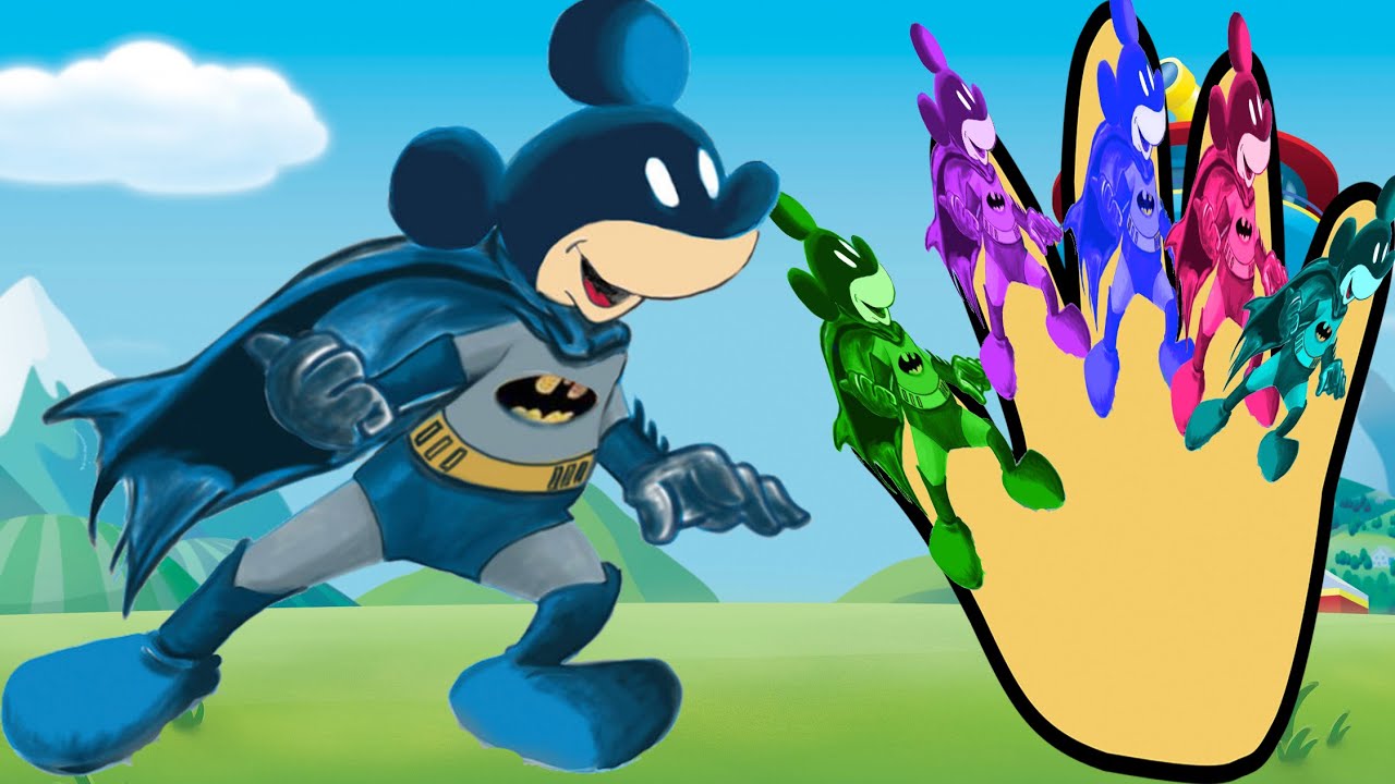 Batman Mickey Mouse Finger Family Mix Nursery Rhymes For Kids Youtube