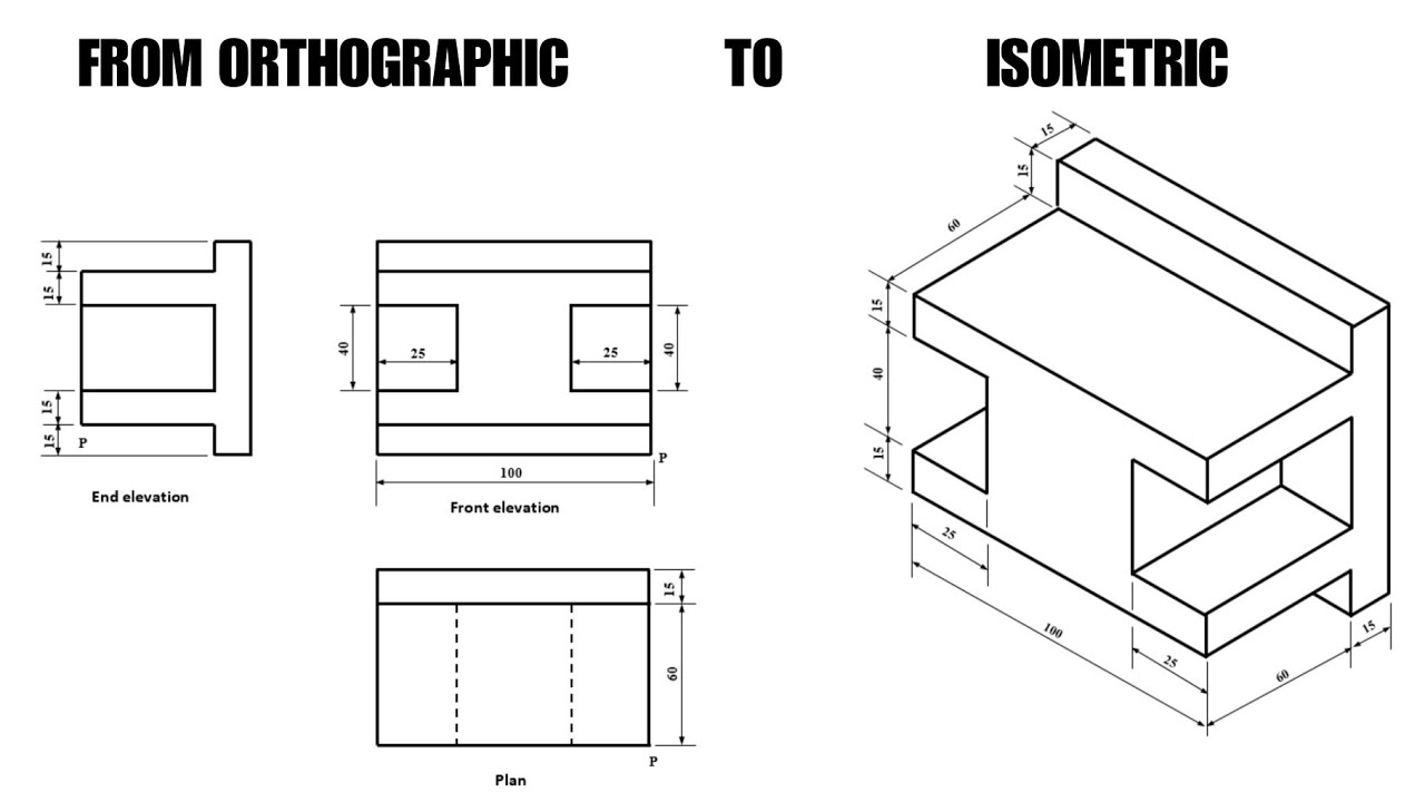 Orthographic To Isometric Drawing Exercises How To Advanced Isometric