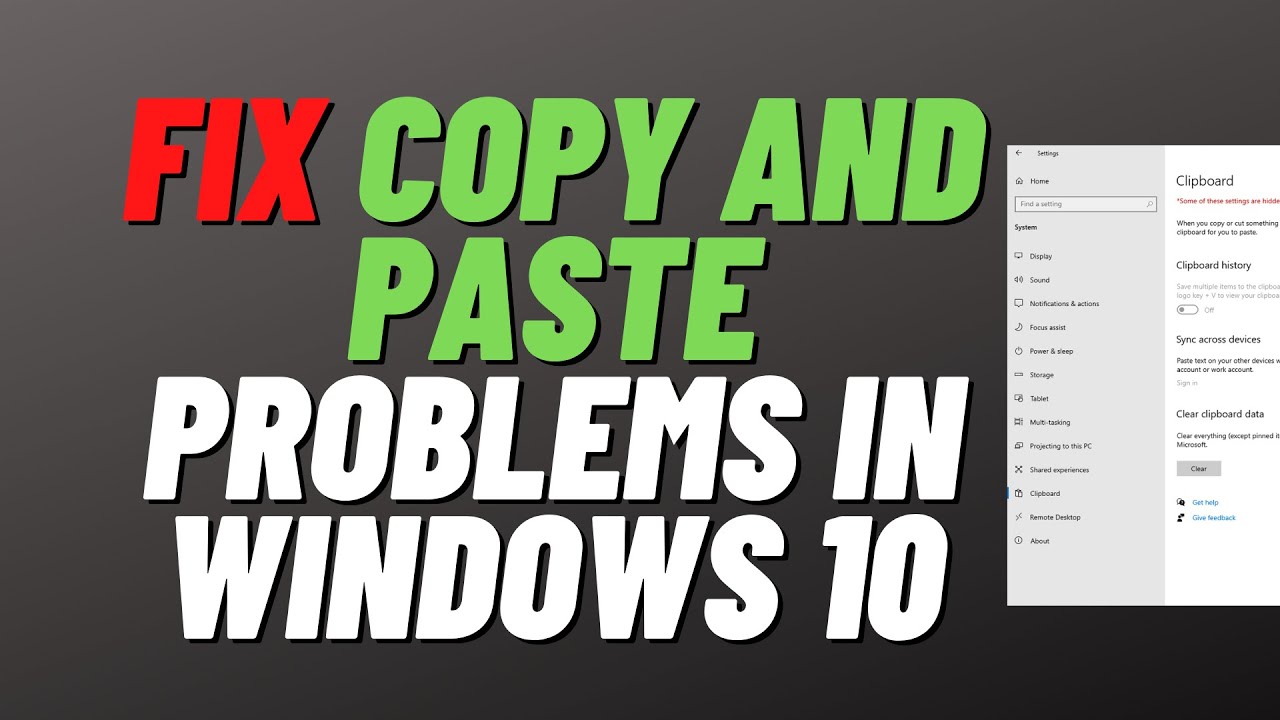 Fix Copy And Paste Problems In Windows 10 Youtube