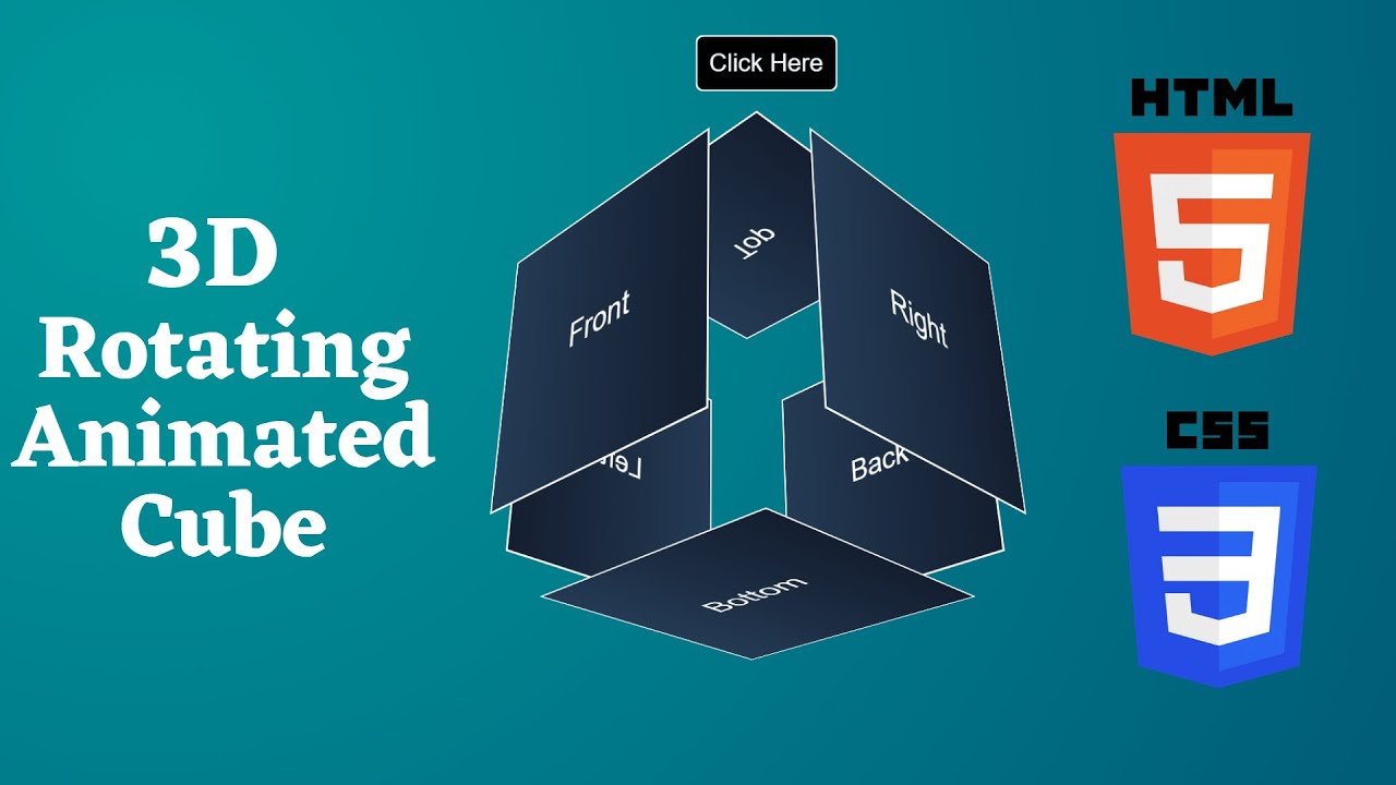 3d Rotating Animated Cube By Using Html Css Learn With Sazzad Youtube