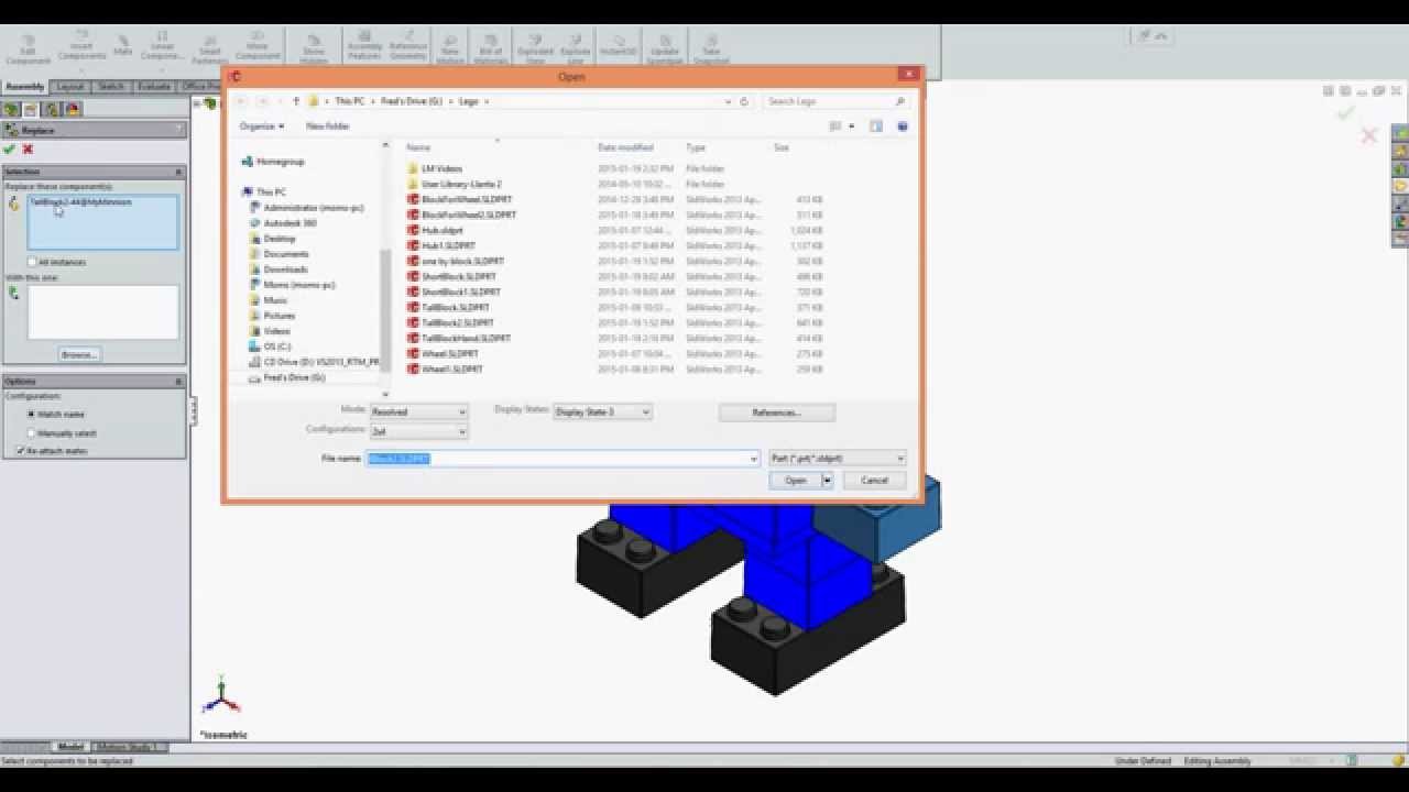 Solidworks Replace An Assembly Component Youtube