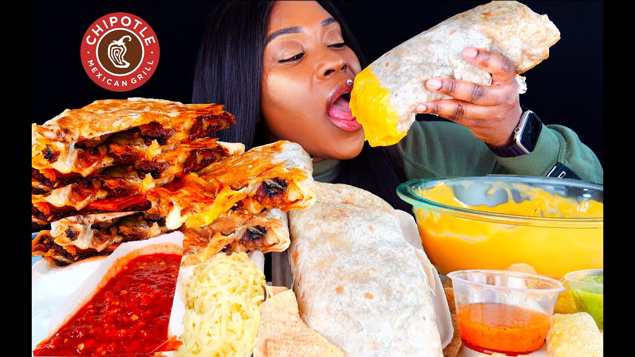 Asmr Mukbang Chipotle Giant Burritos Cheese Steak Quesadilla Cheese