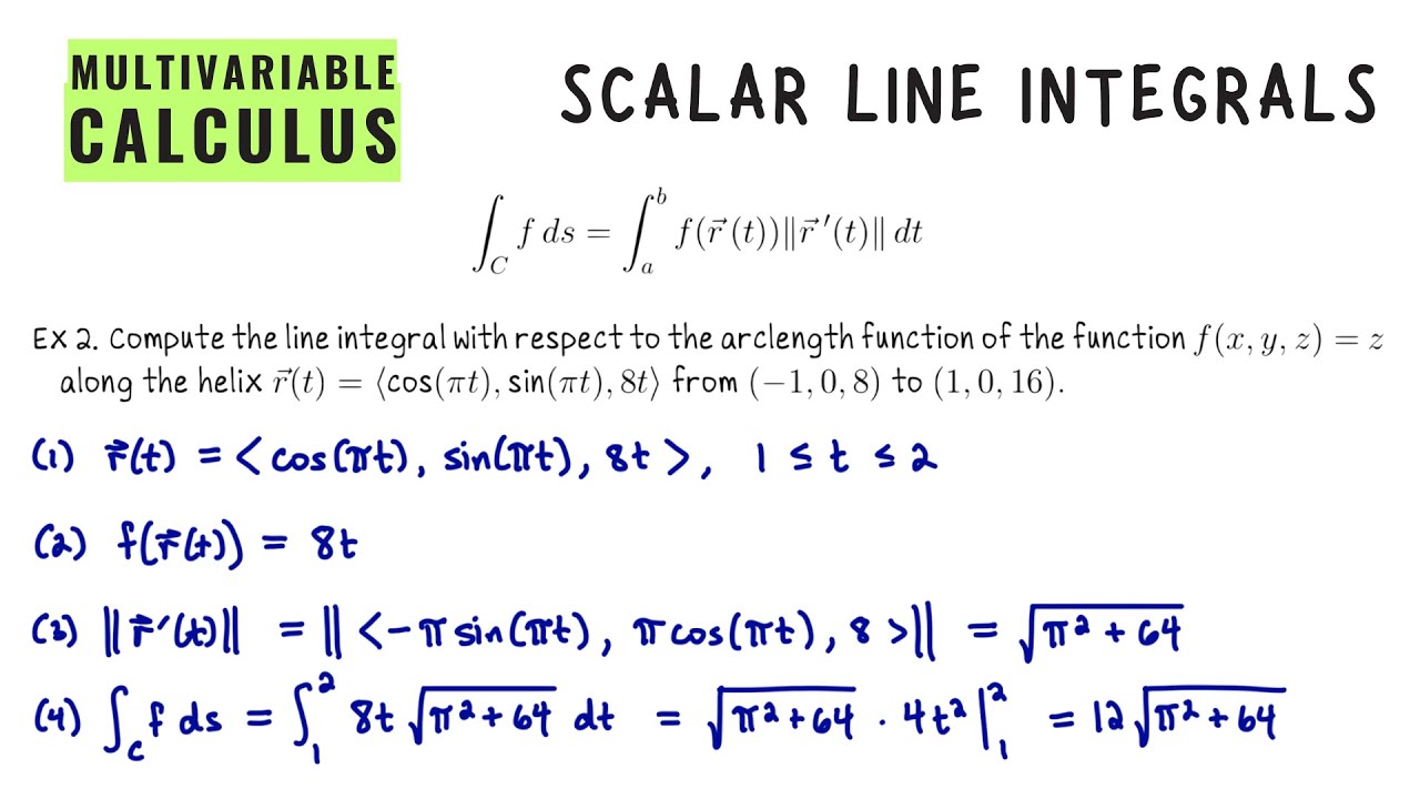 Scalar Line Integrals Practice And Properties Multivariable Calculus