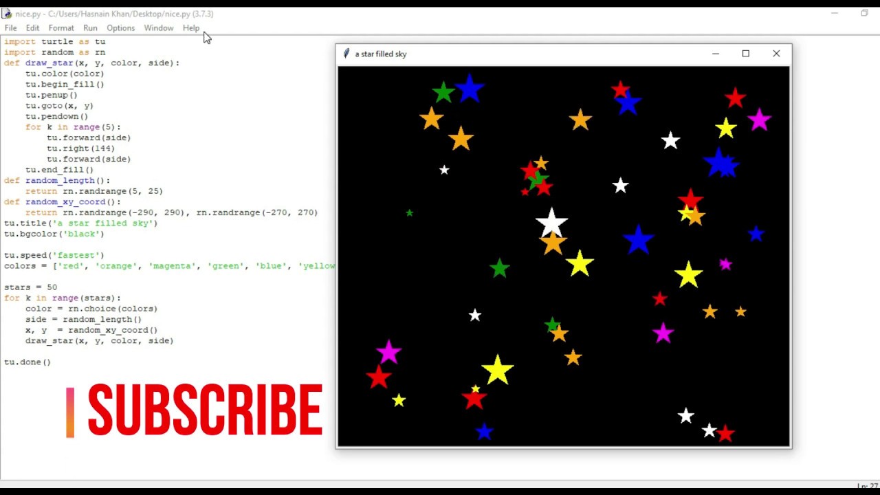 Multiple Stars Using Python Turtle Graphics Youtube