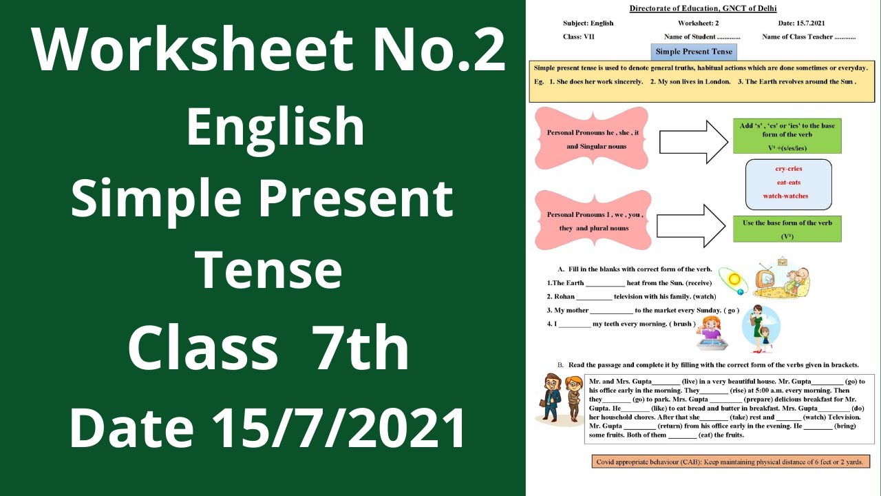 Worksheet 2 English Class 7 15 7 2021 English Class 7 English