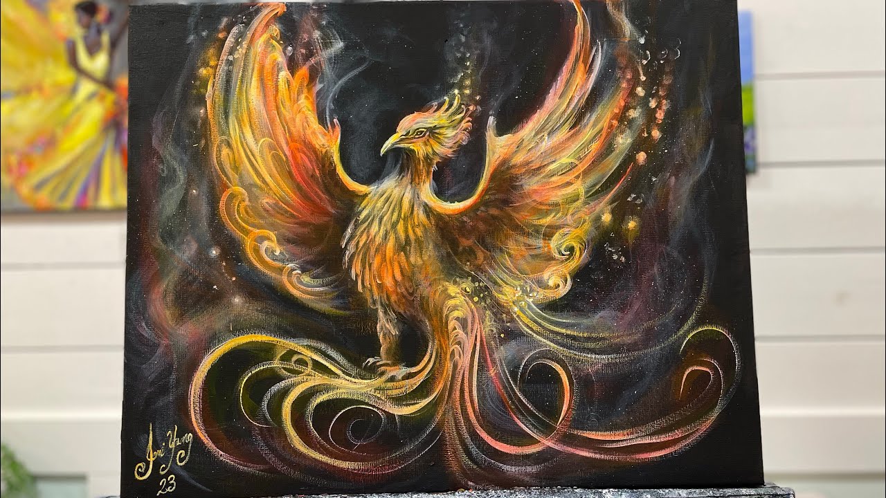 How To Paint Rising Phoenix Acrylic Tutorial Youtube