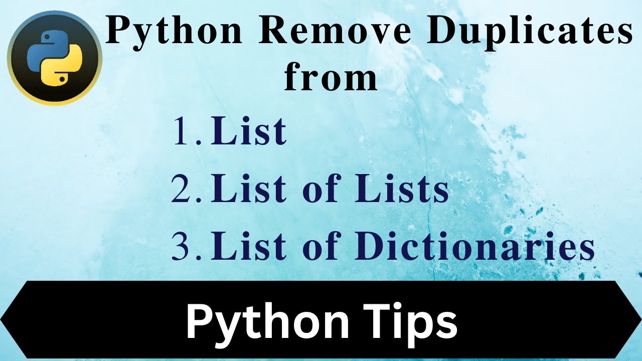Remove Duplicates From Python List Youtube