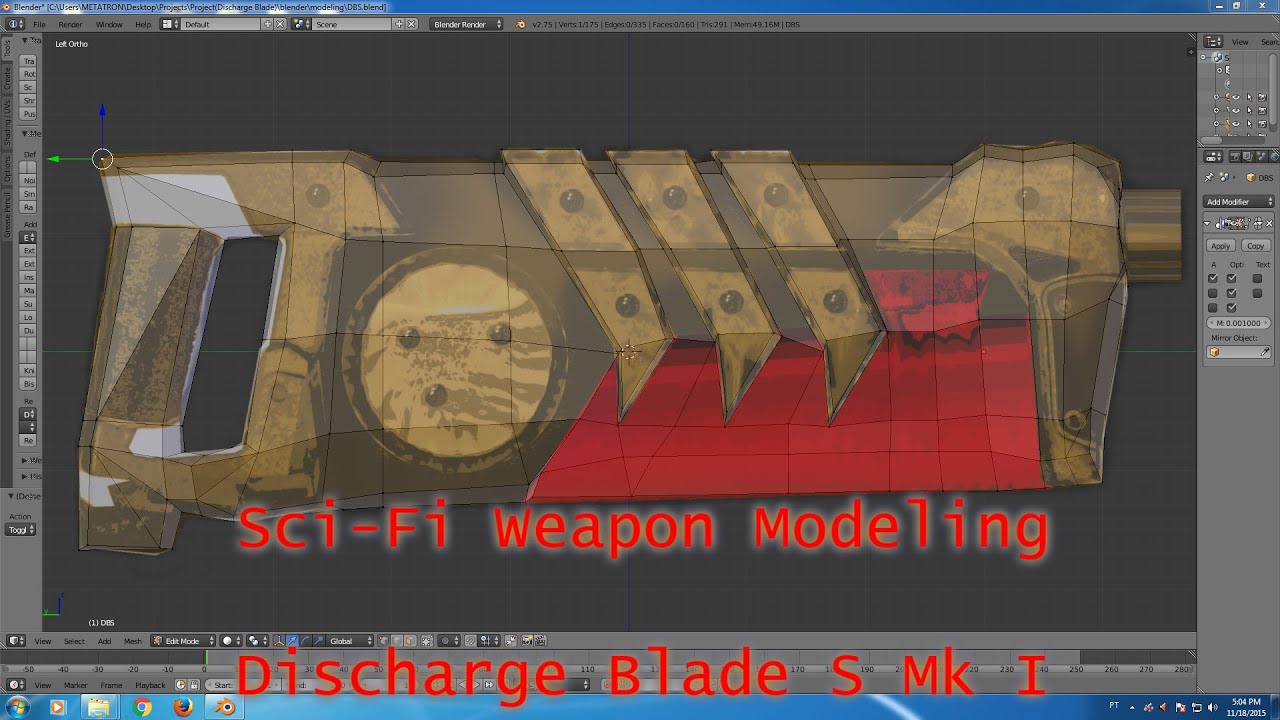 Sci Fi Weapon 3d Modeling Time Lapse Discharge Blade S Mk I Youtube