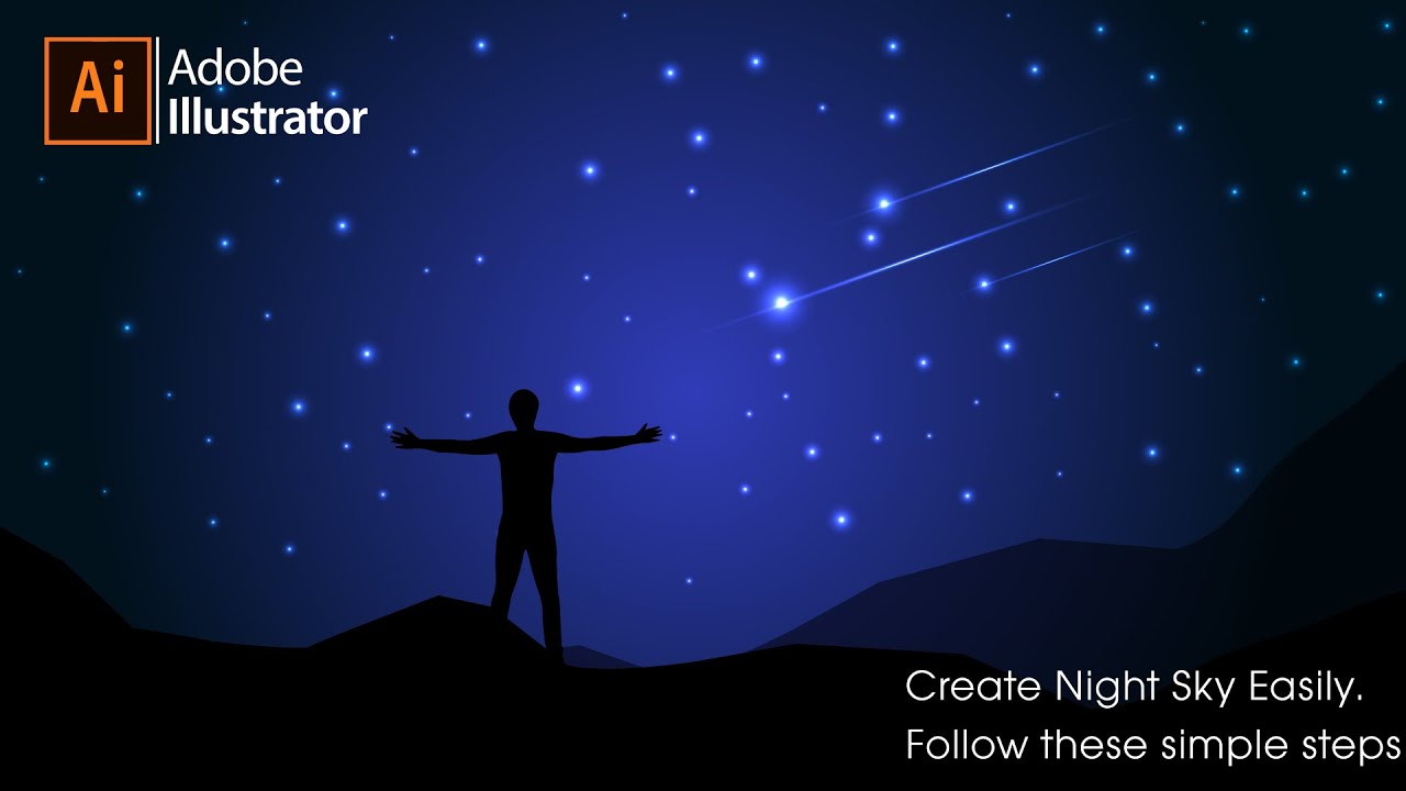 Night Sky Background Vector Illustration Adobe Illustrator Tutorial