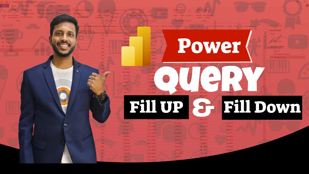 Power Query Editor Fill Up Fill Down Options Youtube