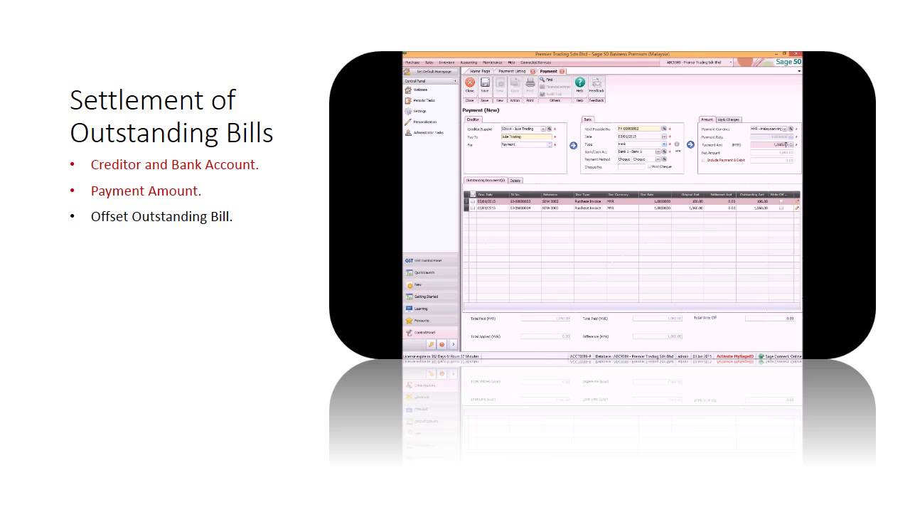 Sage 50 Settle Payable Youtube