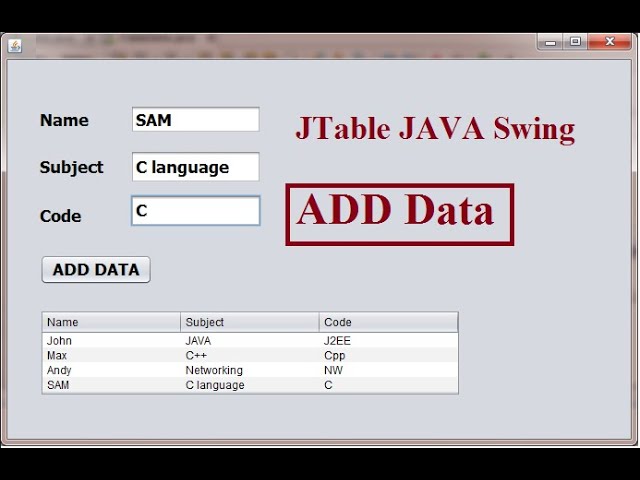 Java Swing Advanced Jtable Example Onlinetutorialspoint Simple 3d