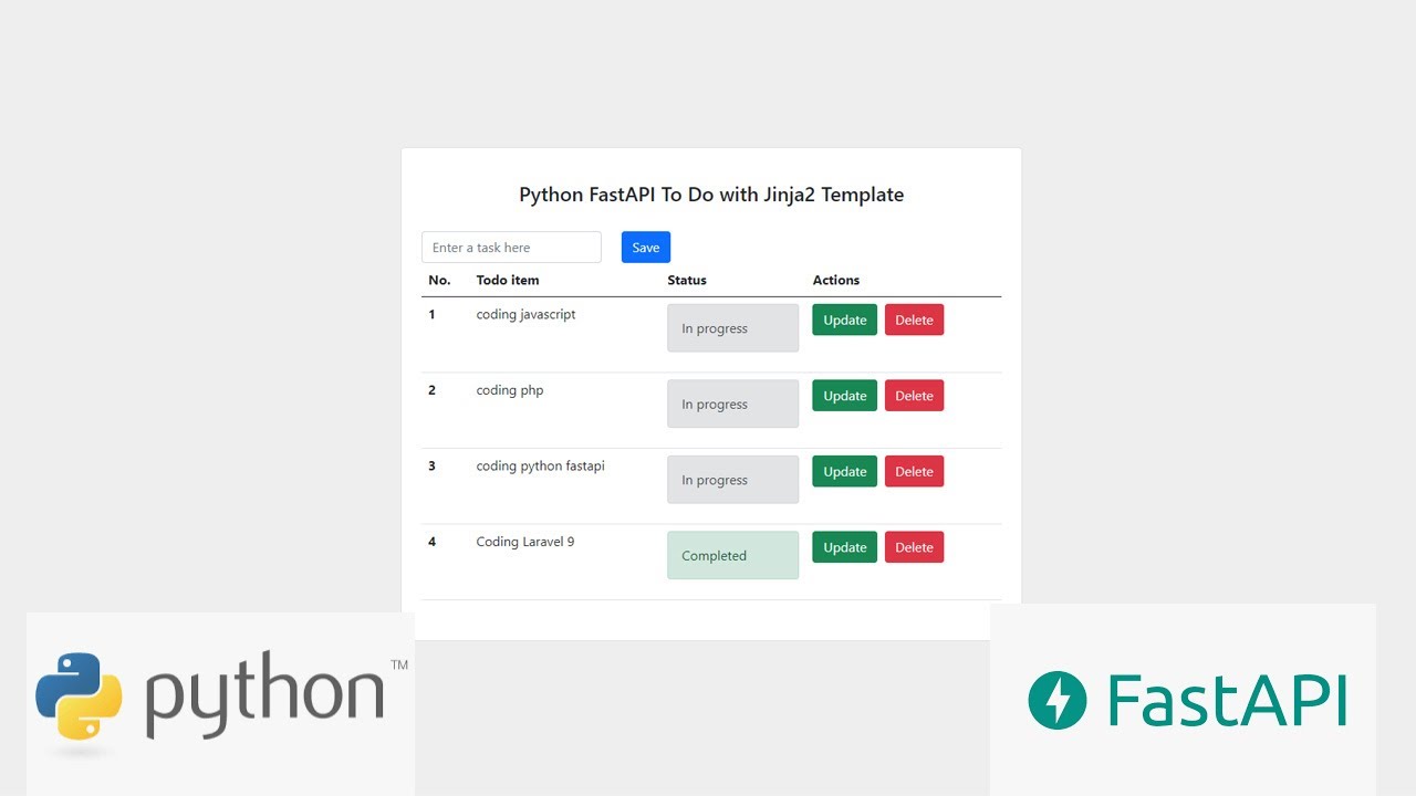 Python Fastapi To Do With Jinja2 Template Youtube
