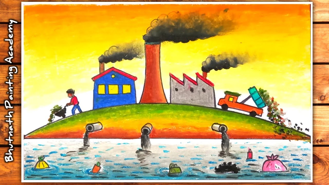 Water Pollution Drawing How To Draw Environment Pollution Air Pollution ...