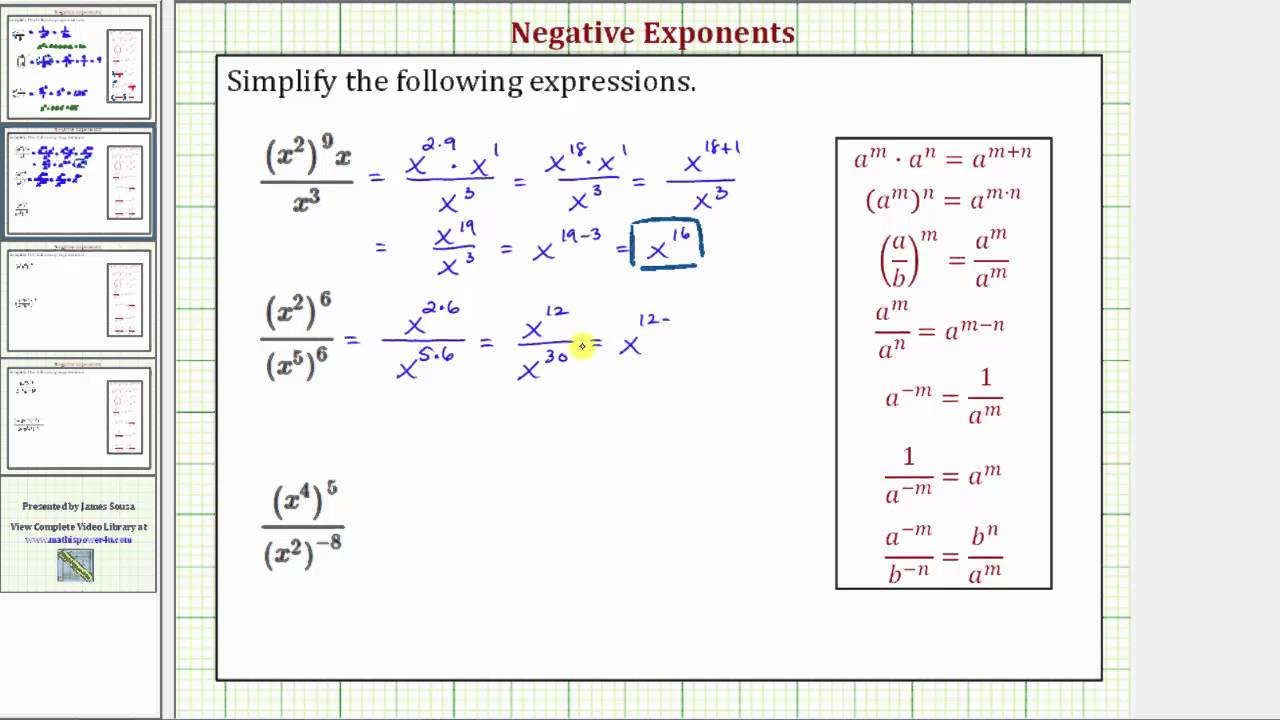 Ex 1 Simplify Expressions With Negative Exponents Youtube