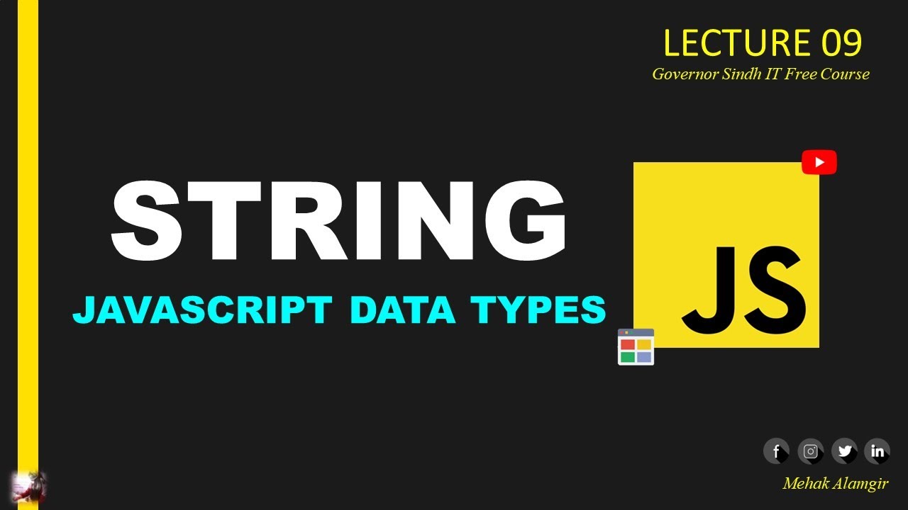 String Datatype In Javascript Javascript Data Types Youtube