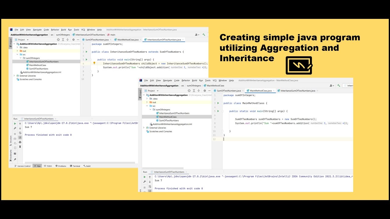 Java Program Utilizing Aggregation And Inheritance Youtube