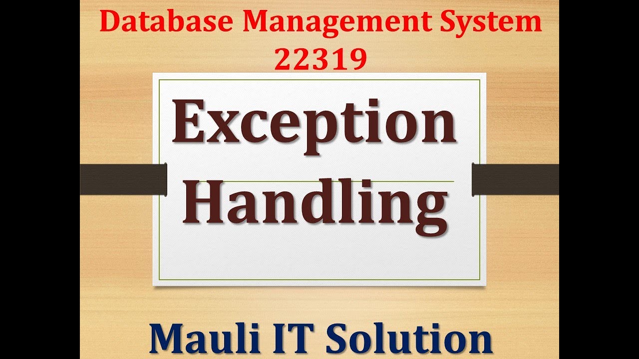 Exception Handling Youtube