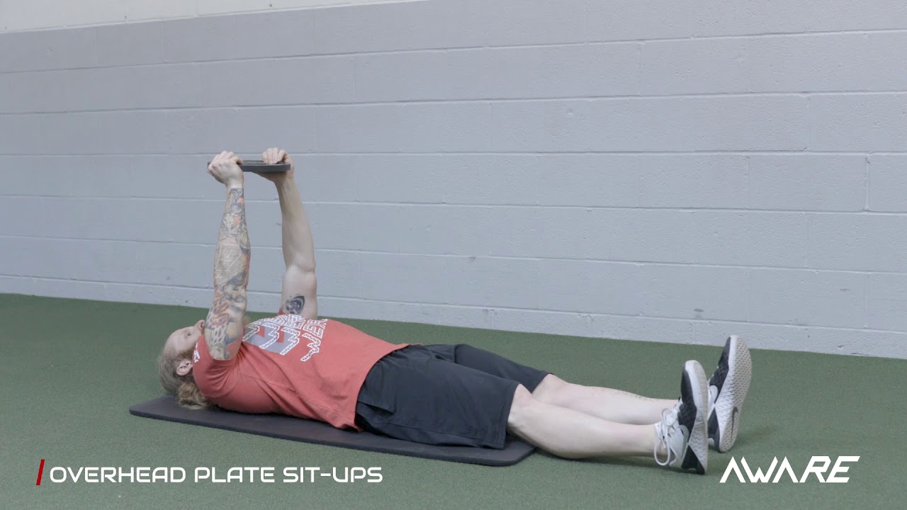Overhead Plate Sit Ups Youtube