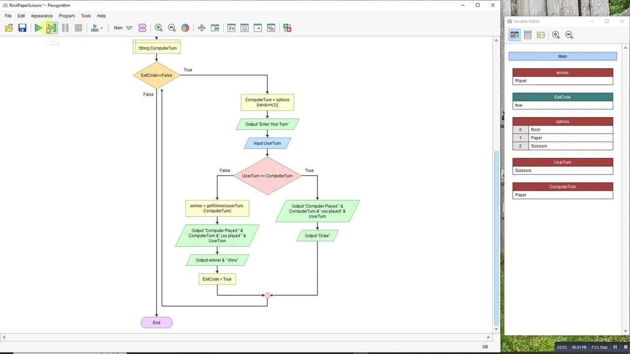 Flowgorithm Rock Paper Scissors Youtube