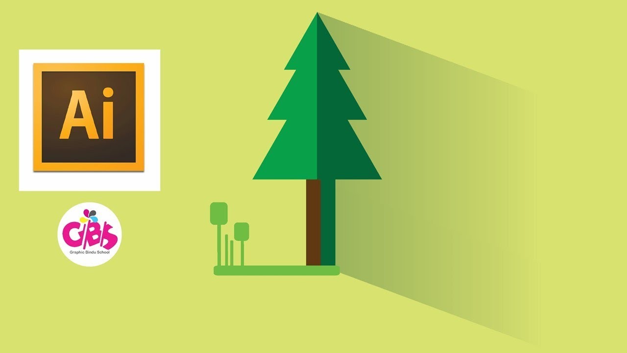 Flat Design Long Shadows Tree Illustrator Tutorial Youtube
