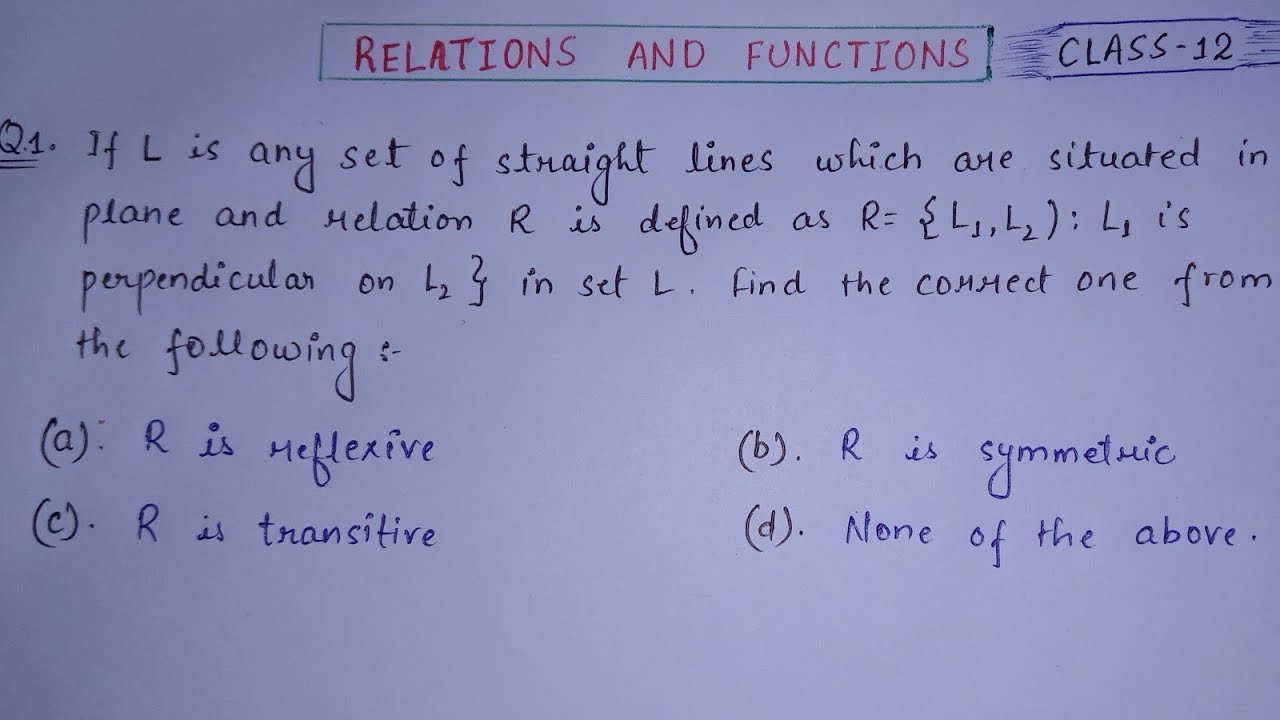 Relation And Function Class 12 Math Class 12 Youtube