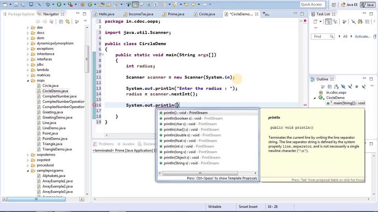 Java Perimeter And Area Of Circle Youtube